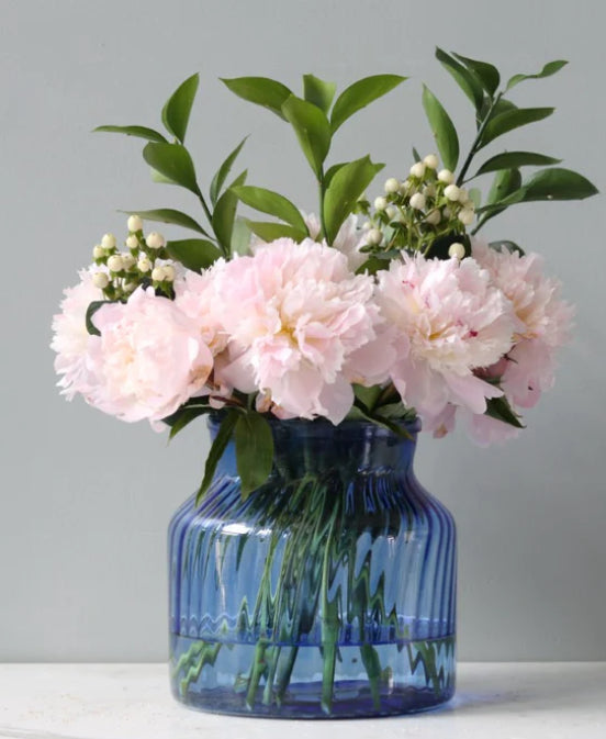 Fluted Flower Vase, Blue - Park Place Midtown